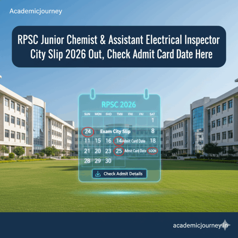 RPSC Junior Chemist & Others Exam City Intimation Slip 2026 Out, Check ...